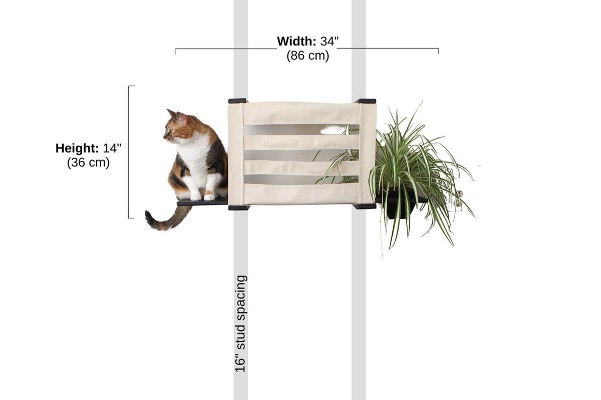 Deluxe Cat Cubby with Elevated Feeder or Indoor Cat Garden Shelf